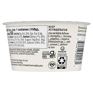 So Delicious Dairy Free Coconut Milk Yogurt Alternative, Vanilla, Vegan, Non-GMO Project Verified, 5.3 oz.