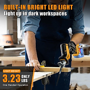 Cordless Reciprocating Saw for DEWALT 20V Max Battery, Brushless Motor Variable Speed 0-3500 SPM, Tool-free Blade Change, AODERTI Recipro Sawzall with 4 Saw Blades for Wood/Metal Cutting (Tool Only)