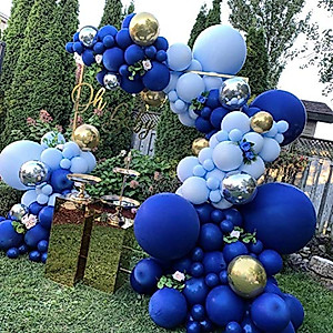 Macaron Blue Balloons Gold Metallic Balloons 144Pcs Premium Latex Balloon Garland Arch Kit for Birthday Baby Shower Wedding Engagement Graduation or Picnic.