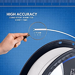 3D Innovators 3D Printer PLA Filament, 1.75mm, 1KG/2.2LB, Dimensional Accuracy +/- 0.02 mm (Real White) (Works with Lithophanes)