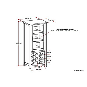 SIMPLIHOME Avalon 12-Bottle SOLID WOOD 22 Inch Wide Contemporary High Storage Wine Rack Cabinet in Dark Tobacco Brown, For the Living Room, Dining Room and Kitchen