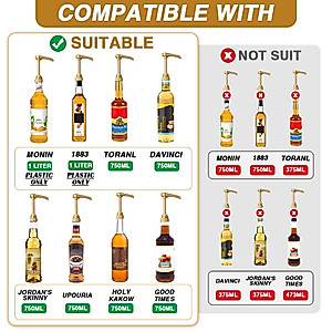 8 pcs Syrup Pumps with Cap to Avoid Dripping, Leak Proof Coffee Syrup Dispenser, Fits 25.4 Oz/750ml Coffee Flavoring Syrup Bottles, Great for Home & Coffee Bar Drinking Mixes, Cocktails, Beverage