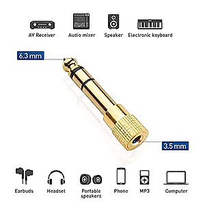 Cable Matters 5-Pack 1/4 to 1/8 Headphone Adapter & 1-Pack Preminum Braided Balanced 1/4 Inch TRS Cable