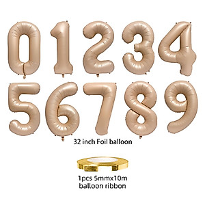 Number 50 Balloons 32 Inch Digital Balloon Alphabet 50th Birthday Balloons Digit 50 Helium Balloons Big Balloons for Birthday Party Supplies Wedding Bachelorette Bridal Shower, Caramel Number 50