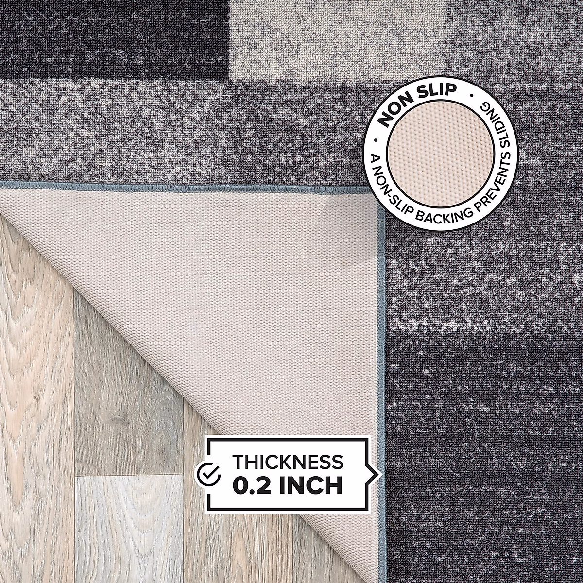 Rugshop Modern Boxes Design Non-Slip (Non-Skid) Area Rug 8 x 10 (7' 10" x 10') Gray