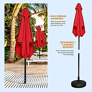 Trenovo 4.9 ft Patio Umbrella - Outdoor Table Umbrella with 4 Reinforced Ribs, UV Protection & Waterproof Market Umbrella for Garden, Lawn, Deck, Backyard, Pool (Red)