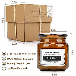 2 Pack Candles Gifts for Women, 31 Oz Sage Candles for Home Scented Soy Wax Large Jar Aromatherapy Candles for Cleansing House, Ideal Birthday and Mother's Day Gifts for Mom, Wife, Girlfriend, Sister