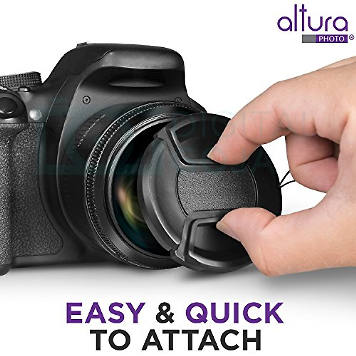 58mm Lens Cap by Altura Photo, Cover for Canon 58mm Lens Cap w/Leash and Lens Cap Keeper, Compatible w/Canon T8i, T7, T7i, T6, T6i, T5, T5i, T3, SL3, SL2, 90D, 80D, 70D, T100 Canon Lens Cap (2 Pack)