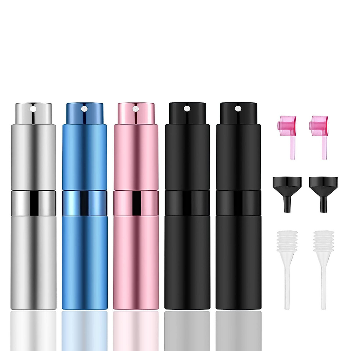 KOIBITO 8ml/5PCS Portable Mini Perfume Atomizer Bottles, Empty Refillable Mini Size Cologne Spray Bottle, Pocket Travel Perfume Sample Bottles