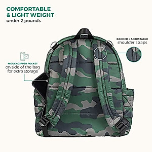 TWELVElittle Companion DiaperBag Backpack (Camo Print) 3.0 *NEW* - Includes Changing Pad & Stroller Clips. Insulated pockets. Fashionable Diaperbag Backpack