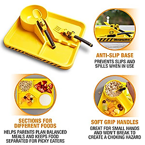 Dinneractive Dining Set for Kids - 3 Piece Construction Themed Toddler Utensils & Toddler Plates - Toddler Forks and Spoons - Kid Plate set