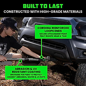 Rhino USA Kinetic Recovery Tow Rope Heavy Duty Offroad Snatch Strap for UTV, ATV, Truck, Car, Tractor - Ultimate Elastic Straps Towing Gear - Guaranteed for Life! (7/8" x 20' Gray)