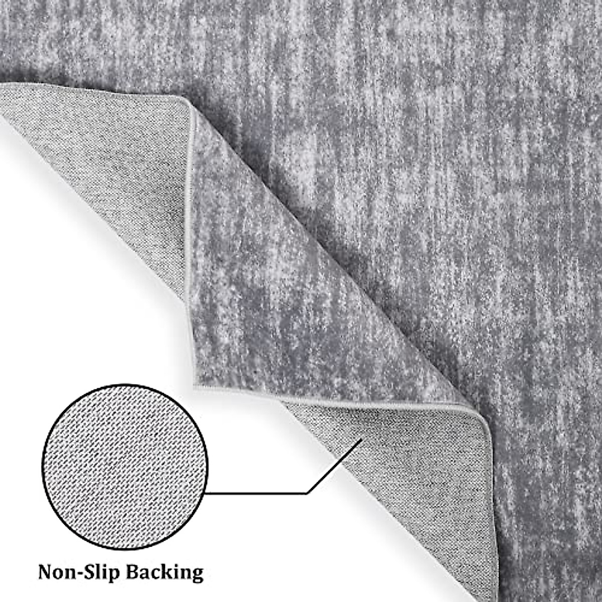 RUGSREAL Small Contemporary Area Rug Modern Solid Indoor Throw Carpe Machine Washable Non-Slip Low-Pile Area Rug for Living Room Bedroom Laundry, 2' x 3' Grey