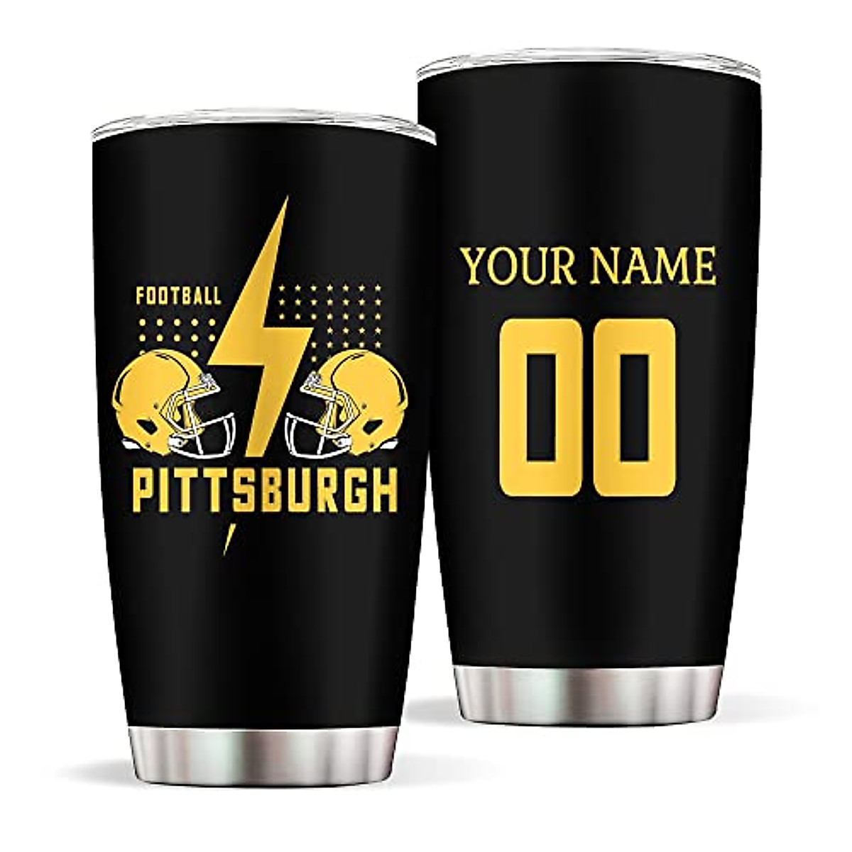 Nmdswov Pittsburgh 20oz Tumbler Stainless Steel Vacuum Insulated Mug with Lid, Double Wall Travel Mug, Durable Powder Coated Coffee Cup, Suitable for Ice Drinks and Hot Beverage