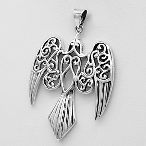 Dryad Design Large Morrigan Raven Pendant - Sterling Silver Celtic Goddess Wiccan Gift Pagan Jewelry