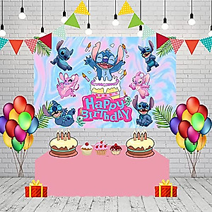 huio Summer Hawaiian Aloha Backdrop for Lilo and Stitch Theme Birthday Party Supplies 5x3ft Tropical Photo Background for Stitch Theme Party Cake Table Decorations Baby Shower Banner