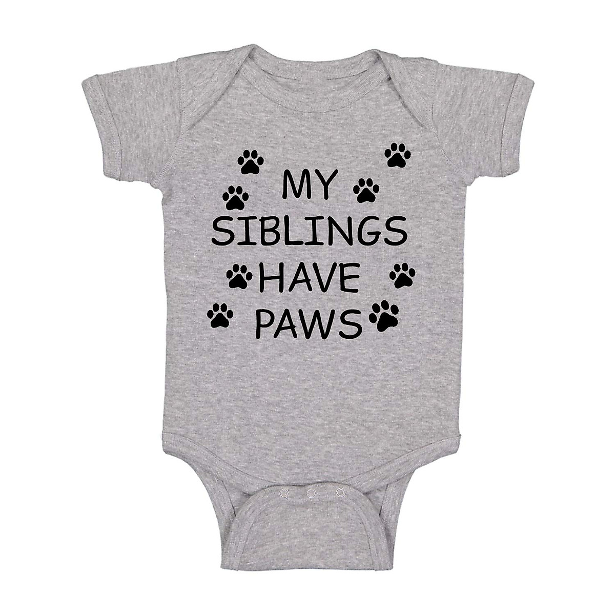 My Sibling have Paws - Funny Baby Essentials Bodysuit - Cute Newborn Outfit Boy Girls Clothes (6 Months, Sports Grey)
