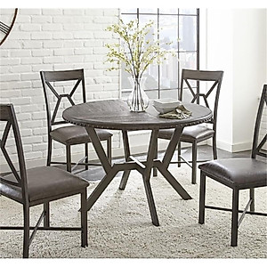 BOWERY HILL 45" Round Dining Table in Rustic Distressed Gray