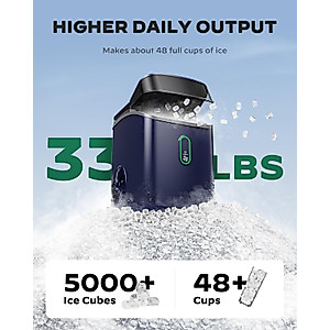 Silonn Nugget Ice Maker Countertop, Pebble Ice Maker with Soft Chewable Ice, One-Click Operation Ice Machine with Self-Cleaning, 33lbs/24H for Home,Kitchen,Office
