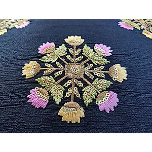 Craftbot Embroidered Indian Throw Pillow Covers - Navy Blue Accent Pillows 16x16 Inches - 1 Piece - NO Insert Included