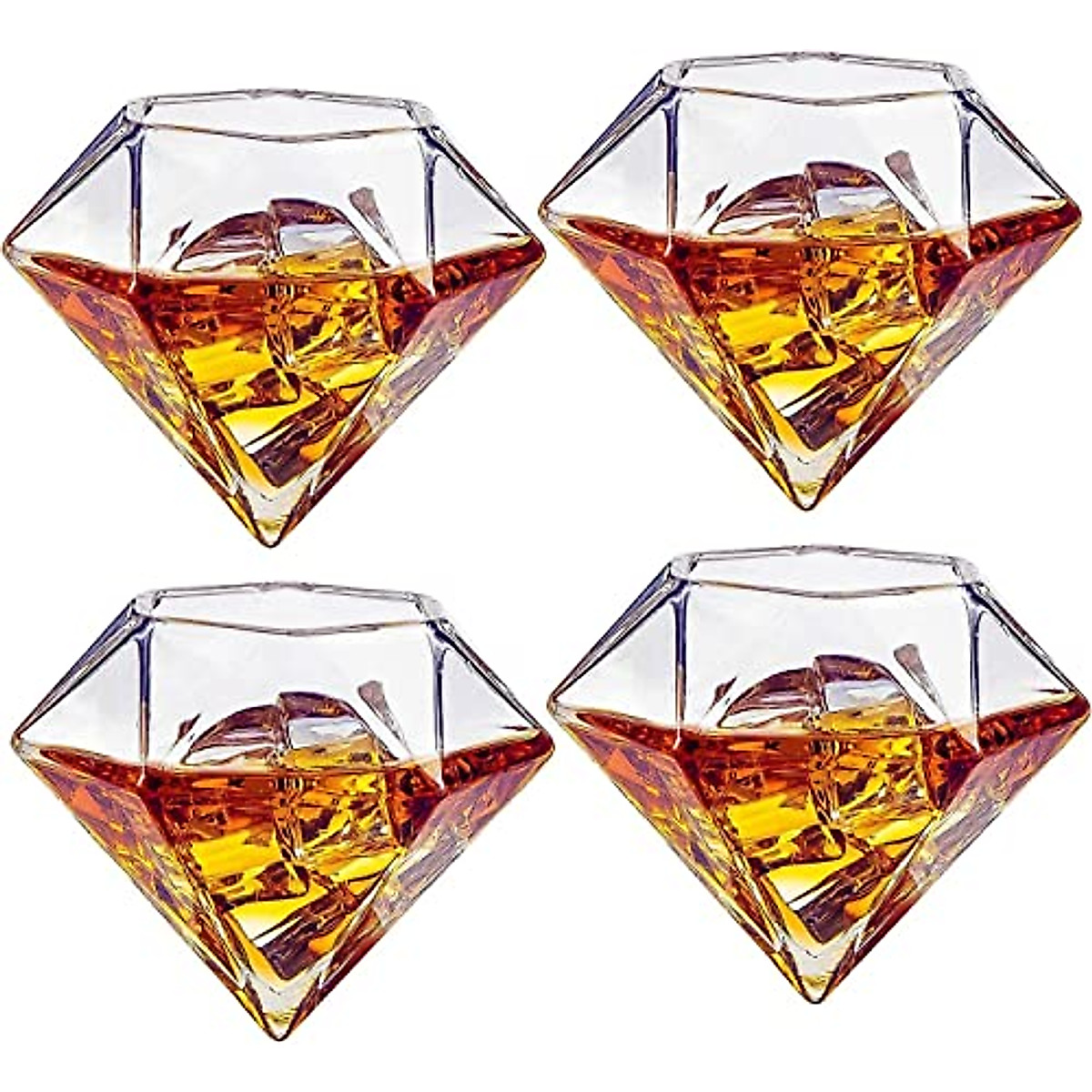 The Wine Savant Diamond Whiskey Decanter l With 2 Diamond Glasses Liquor, Scotch, Rum, Bourbon, Vodka, Tequila Decanter (750 ML DECANTER)