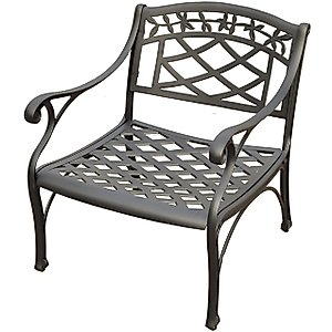Crosley Furniture Sedona Outdoor Chair, Cast Aluminum Patio Chairs for Conversation, Porch, Deck, Balcony, Black