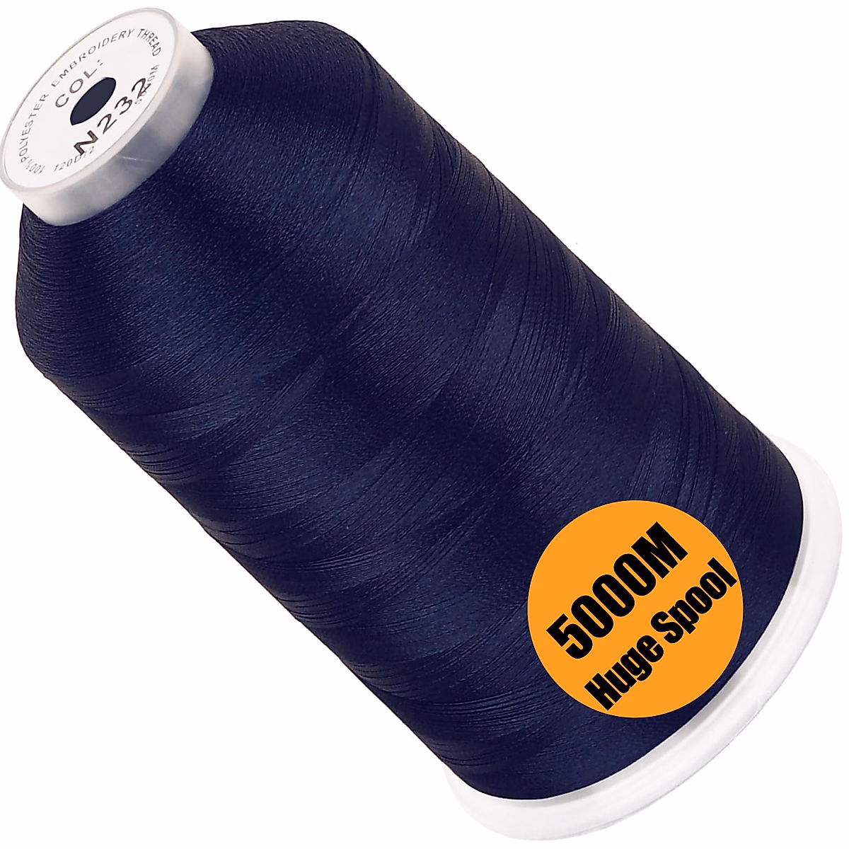 New brothread - Single Huge Spool 5000M Each Polyester Embroidery Machine Thread 40WT for Commercial and Domestic Machines - Navy Blue (Janome Color)