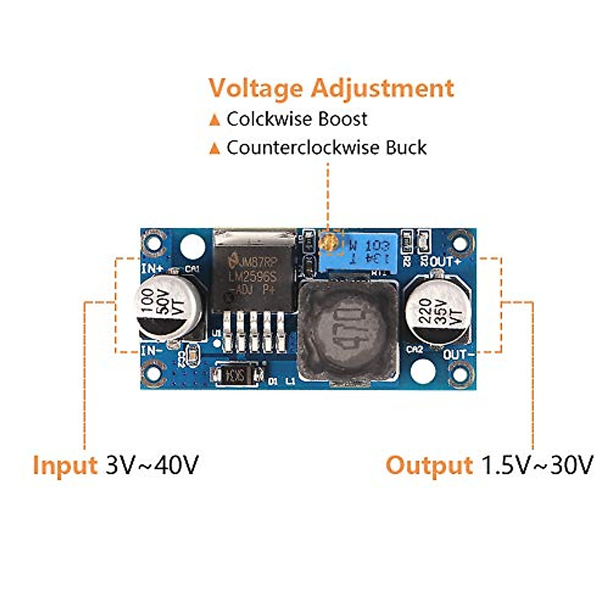 Dorhea 7PCS LM2596 DC to DC Buck Converter Voltage Regulator 3.0-40V to 1.5-35V Buck Converter DIY Adjustable Power Supply Step Down Module