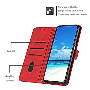 Kainevy for Infinix Hot 30i Case Wallet Black with Lanyard Durable Leather Case for Infinix Hot 30i Phone Case with Card Holder Buckle Flip Design Protective Cover for Womem Men (Red)