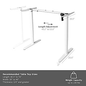 VIVO Compact Electric Stand Up Desk Frame for 41 to 74 inch Table Tops, Single Motor Ergonomic Standing Height Adjustable Base with Memory Controller, White, DESK-E151EW
