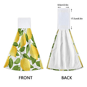 Boccsty Lemon Hanging Kitchen Towels 2 Pieces Summer Lime Tree Branch Dish Cloth Tie Towels Hand Towel Tea Bar Towels for Bathroom Farmhouse Housewarming Tabletop Home
