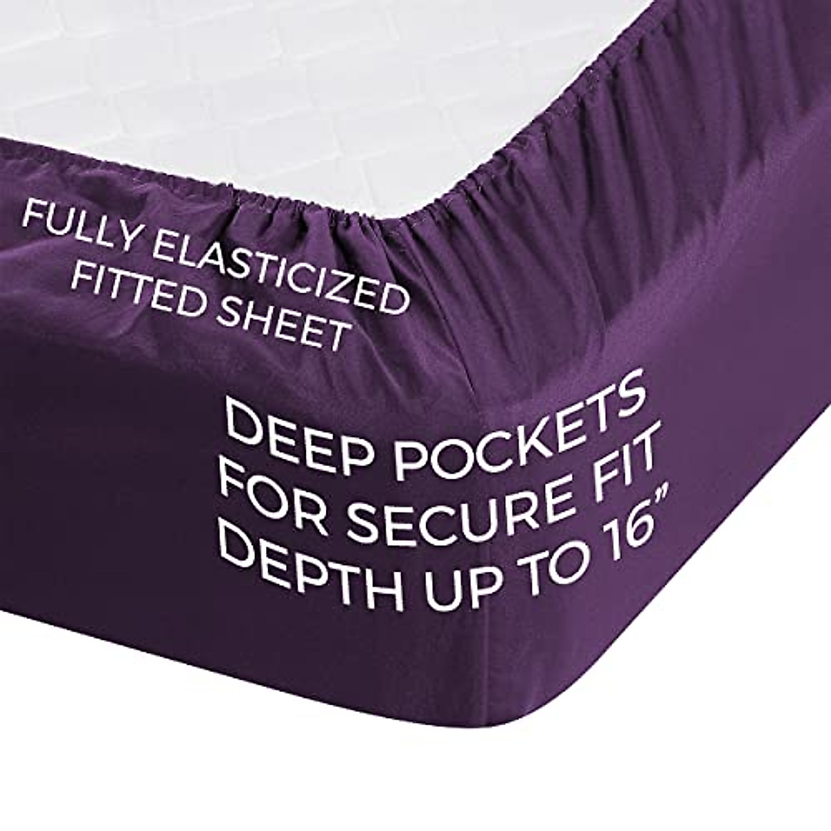 Bed Sheets - Full Sheet Set [6-Piece, Purple] - Hotel Luxury 1800 Brushed Microfiber - Soft and Breathable - Deep Pocket Fitted Sheet, Flat Sheet, Pillow Cases