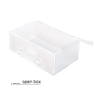 LPack Wedding Dress Storage Box - Bridal Gown Storage Bin and Preservation Box - Underbed Storage Bag Container For Clothes With Acid Free Tissue Paper (Small, White)