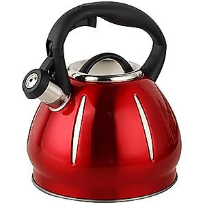 Whistling Tea Kettle Tea Pots 304 Stainless Steel Whistling Kettle Teapot For All Types Stoves 3 Quart Durable Chihen2111227(Color:Red;Size:3L)