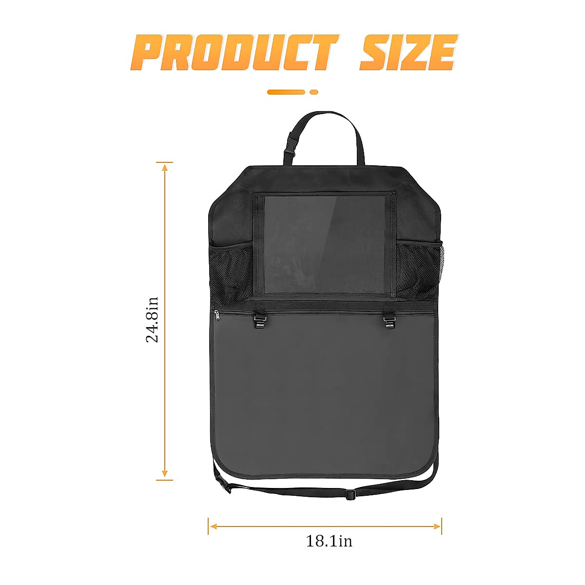 AICEL Car Backseat Organizer, 2 Pack Seat Back Protector Kick Mats with Touch Screen Tablet Holder for Kids Toddlers, Auto Backseat Storage Pockets with Cup Holder and Hook, Car Travel Accessories