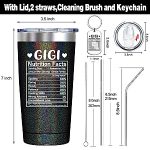 SpenMeta Gigi Gifts for Grandma - Gigi Mothers Day Gift, Gigi Nutrition Facts Tumbler - Mothers Day Gift for Grandma, Birthday, Christmas Gift for Gigi - 20oz Gigi Tumbler Cup