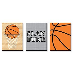Big Dot of Happiness Nothin' but Net - Basketball - Sports Themed Nursery Wall Art, Kids Room Decor and Game Room Home Decorations - Gift Ideas - 7.5 x 10 inches - Set of 3 Prints
