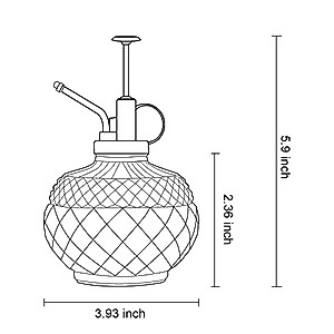 OFFIDIX Plant Mister, Vintage Glass Spray Bottle, Flower Mister 300ML Small Watering Can with Plastic Top Pump, Spray Bottle for Garden, Plants, Cleaning (Gray)