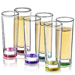 JoyJolt Hue Colored Shot glass Set, 6 Piece Shot Glasses - 2-Ounces.