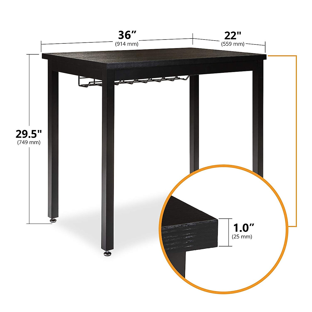The Office Oasis Small Computer Desk with Cable Management Tray, 36in Length, Black