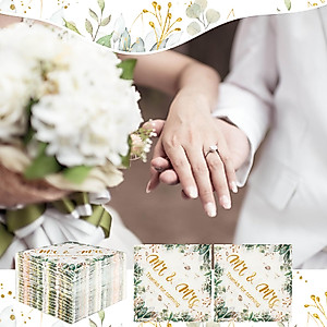 Lincia 100 Pcs Wedding Napkins for Reception Gold Cocktail Beverage Dessert Napkins Mr and Mrs Napkins for Wedding Bridal Shower Engagement Anniversary Table Party Decorations, 9.84 x 9.84 Inch 3 Ply