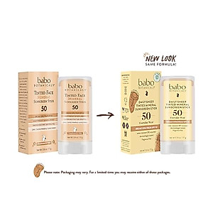 Babo Botanicals Daily Sheer Mineral Tinted Sunscreen Stick SPF50 - Natural Zinc Oxide - For Face - For all ages - EWG Verified - Water Resistant - Fragrance-Free