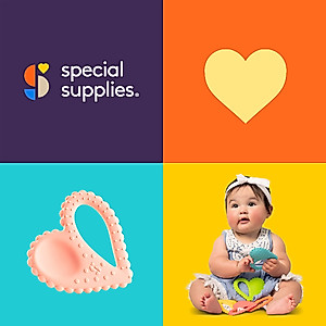 Special Supplies Teether Heart Spoon Oral Motor Therapy Tools, Textured Stimulation and Sensory Input Treatment for Babies and Toddlers, BPA Free Silicone, Dual Use Spoon Plus Teether