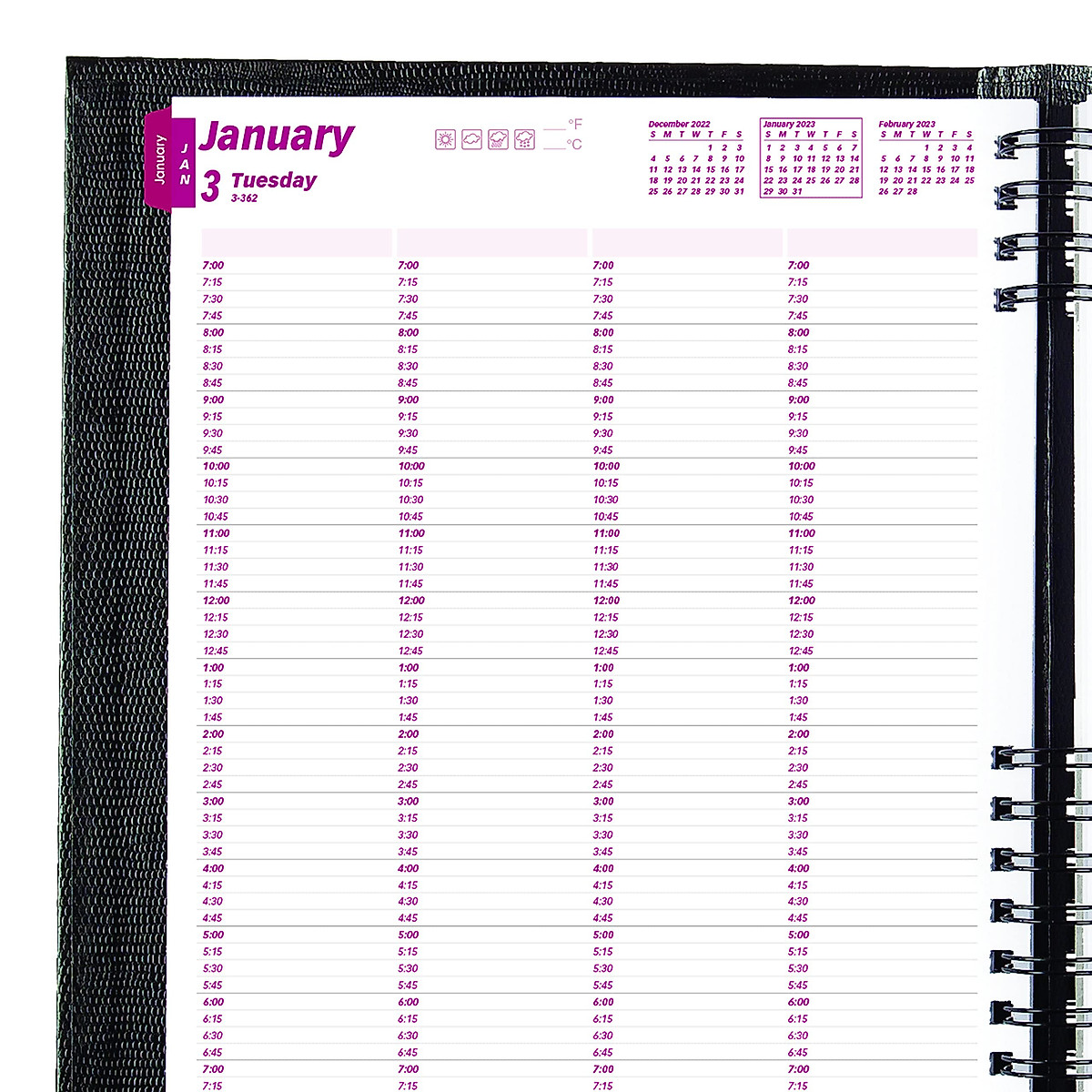 Brownline 2023 CoilPro Daily Professional Planner, Four-Person Appointment Book, 12 Months, January to December, Twin-Wire Binding, 11" x 8.5", Black (CB960C.BLK-23)