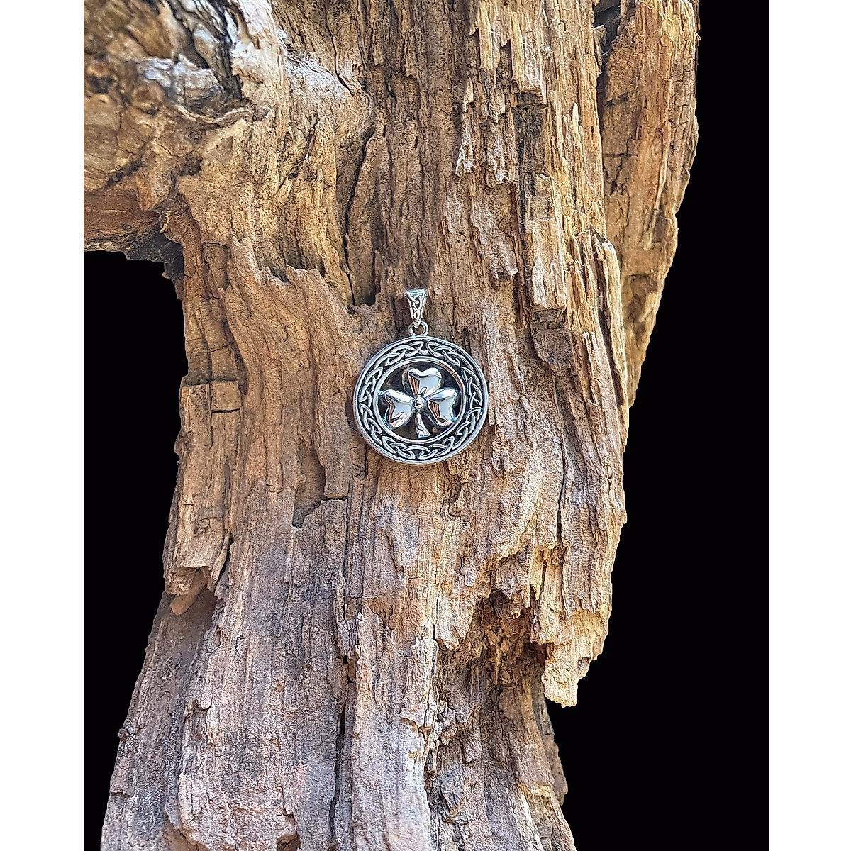 Jewelry Trends Celtic Good Luck Clover Shamrock Sterling Silver Pendant