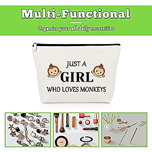 Funny Monkey Gifts for Girls Makeup Bag Animal Lover Gifts for Women Monkey Lover Gifts Birthday Gifts for Best Friend Sister Teen Cosmetic Bag Monkey Themed Gift Pouch Christmas Thanksgiving Gifts