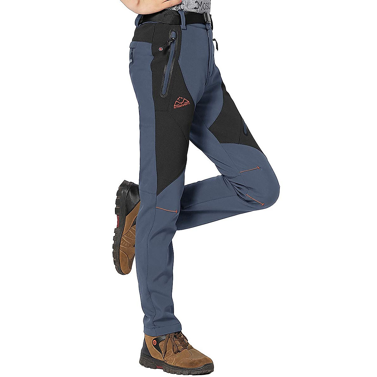 Gopune Women's Outdoor Waterproof Windproof Fleece Slim Cargo Snow Ski Hiking Pants (Grey,M)