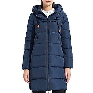 Orolay Women's Thickened Winter Down Coat Drawstring Hooded Puffer Jacket Navy L