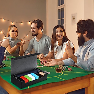 Kigeli Storage Box, Magnetic Card Game Deck Storage Box with 5 Removable Compartments, Fits 5 Decks, Large Capacity, Compatible with MTG TCG Commander Card, Black, Size: 40.5 x 20 x 9 cm