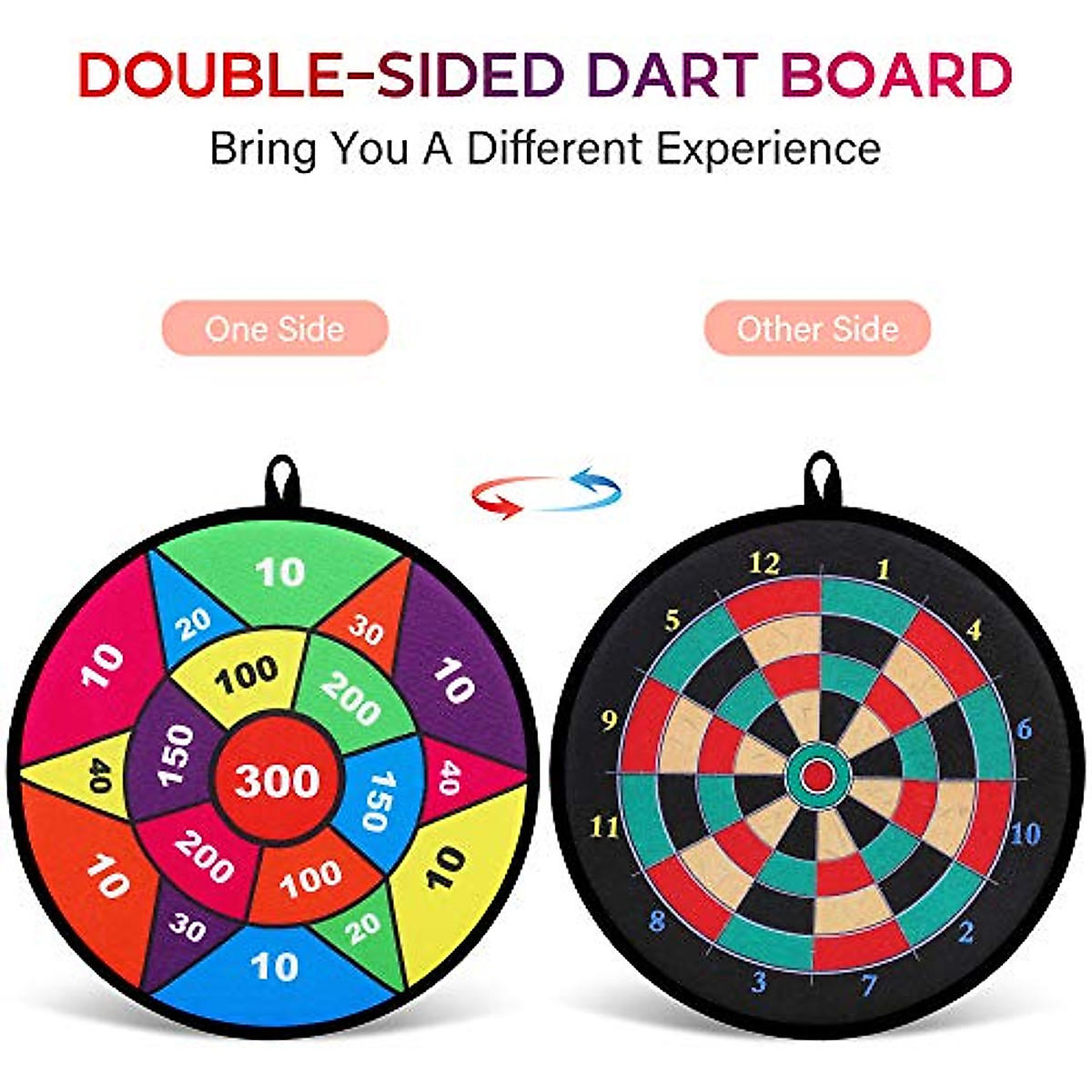 Dart Board for Kids, Kids Double-Sided Dart Board with 12 Sticky Balls, Indoor Outdoor Safe Darts Board Set Party Favor Games and Classic Toys Gifts for 5 6 7 8 9 10 11 12 Year Old boy Kids and Adult